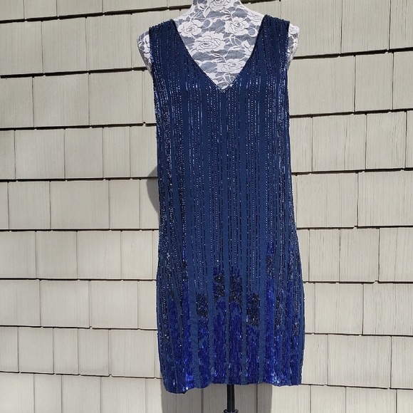 Badgley Mischka | Dresses | Elegant Beaded Shift Dress | Poshmark